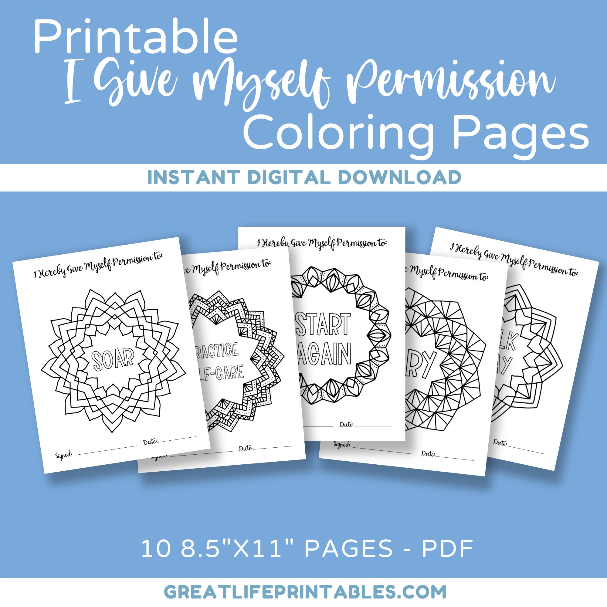 Printable Permission Slip Coloring Pages Vol 2, Gift for Moms, Adult ...
