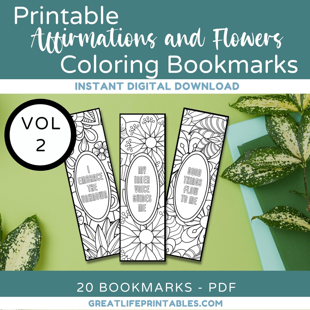 Coloring Bookmarks, Printable Bookmarks, Bookmark Set, Floral Bookmark ...