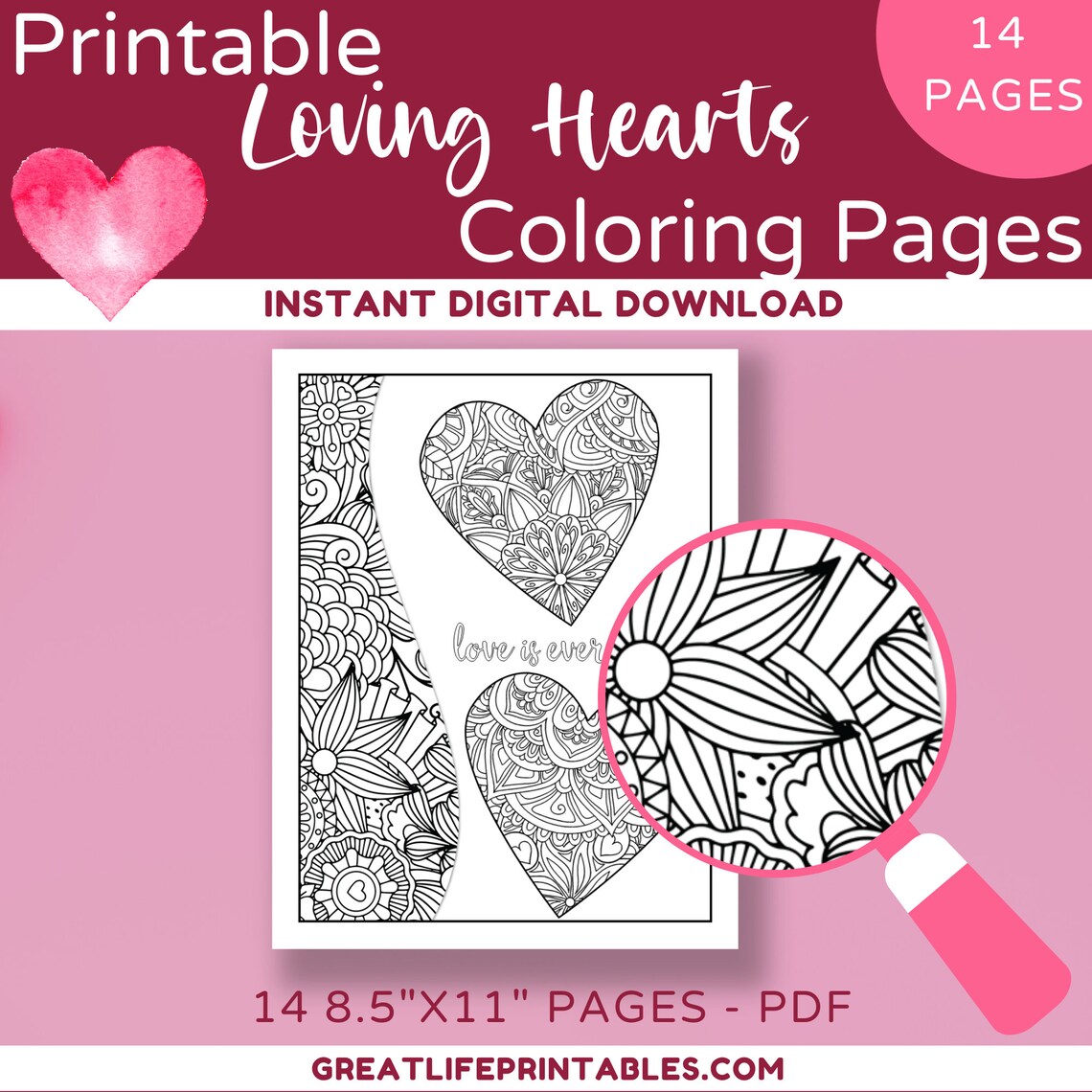 Printable Heart Coloring Pages, Valentines Day Coloring Pages, Love ...