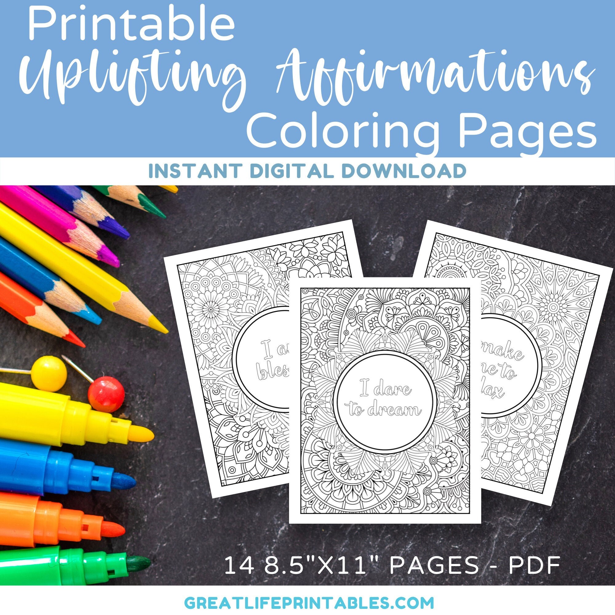 Printable Affirmation Coloring Pages, Relaxing Coloring Pages, Adult ...
