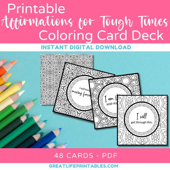 Tough Times Affirmations Printable Card Deck Printable | Etsy