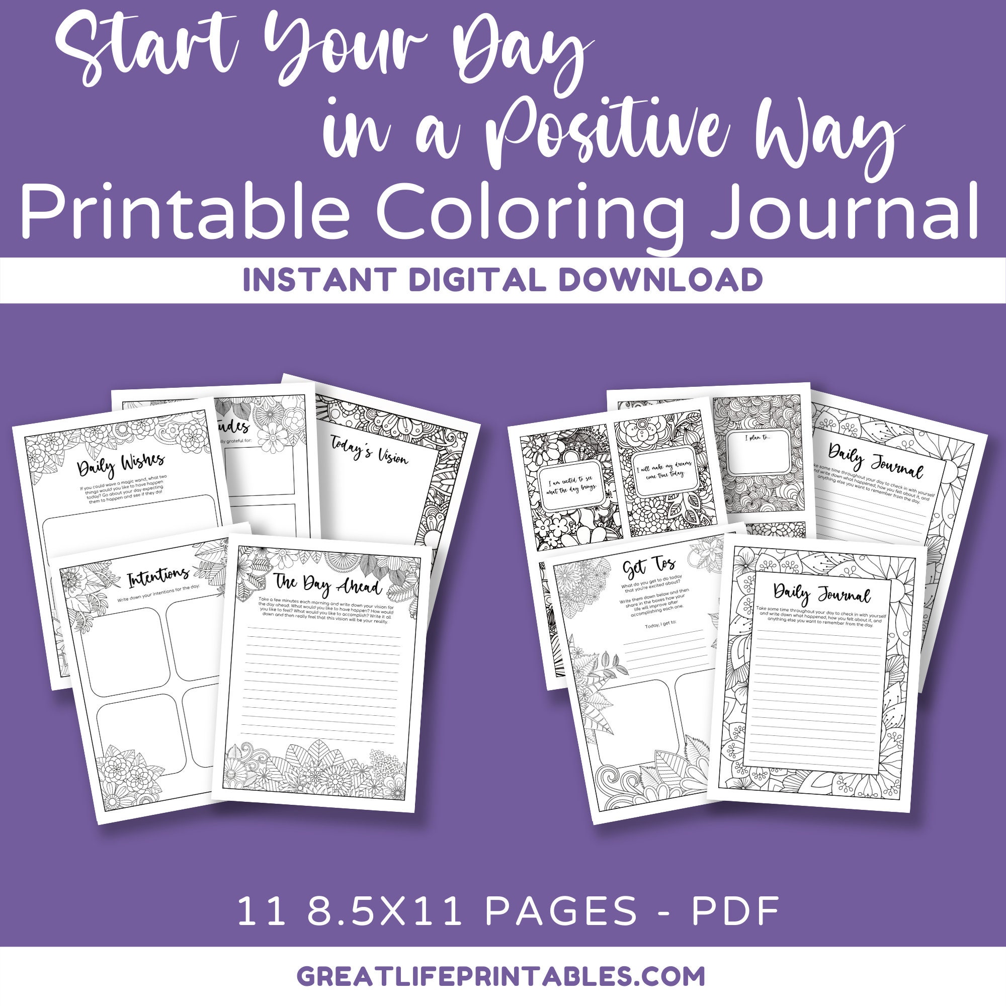 Start Your Day in a Positive Way Journal, Printable Journal, Morning ...