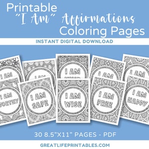 Printable Affirmations Coloring Pages, Digital Coloring Pages, Adult ...