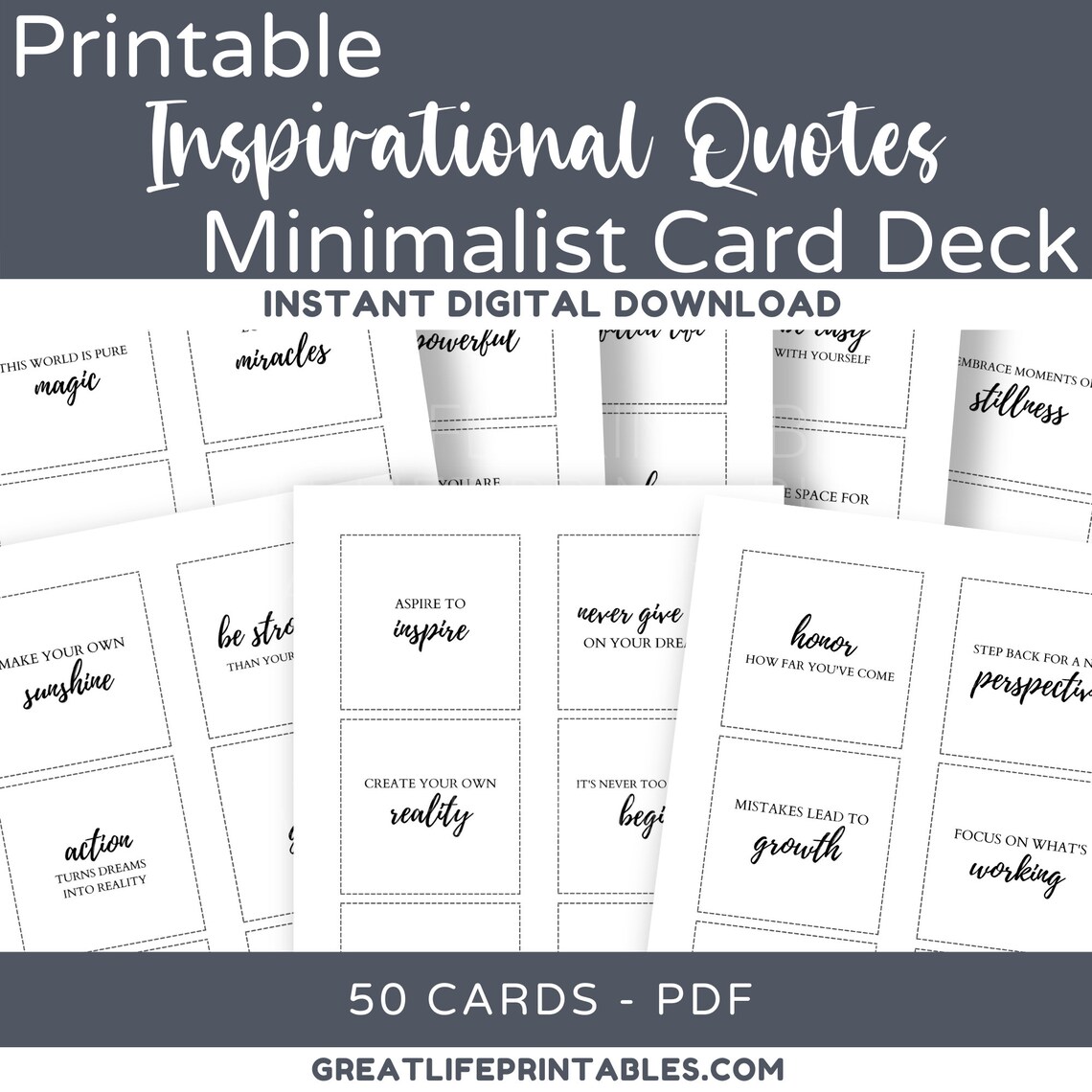 Inspirational Quotes Printable Card Deck Motivational Cards - Etsy