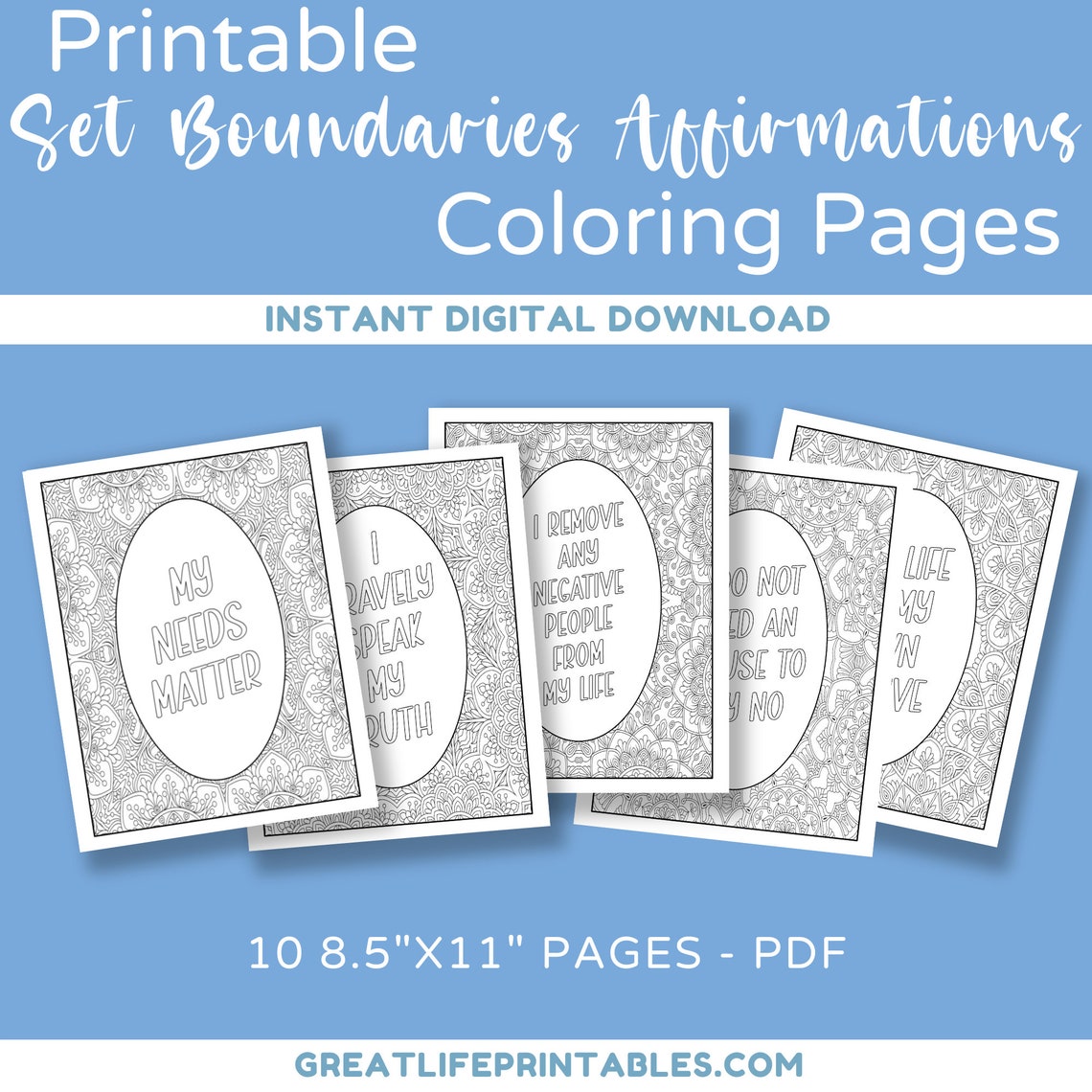 Set Boundaries Coloring Pages, Affirmation Coloring Pages, Printable ...