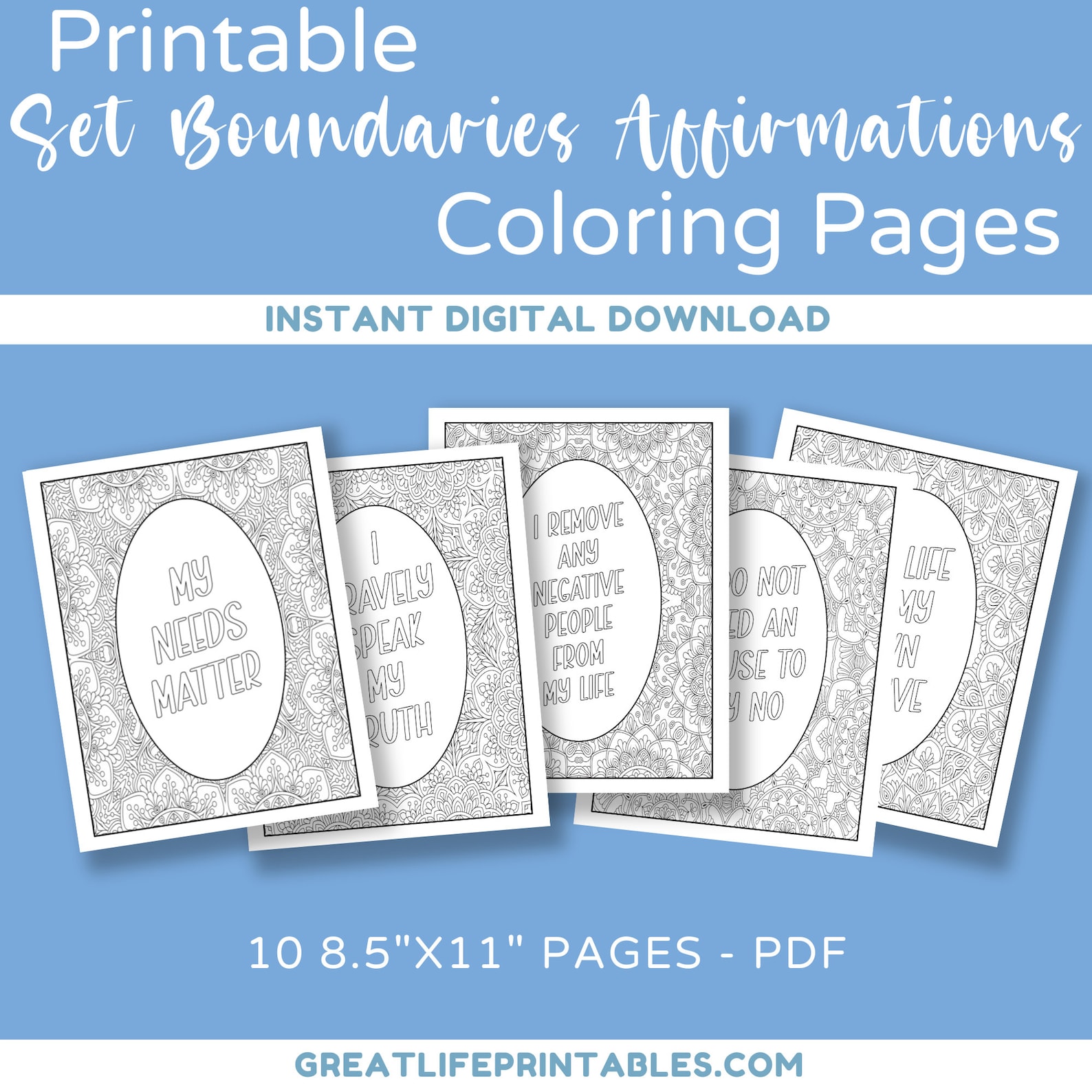 Set Boundaries Coloring Pages, Affirmation Coloring Pages, Printable ...