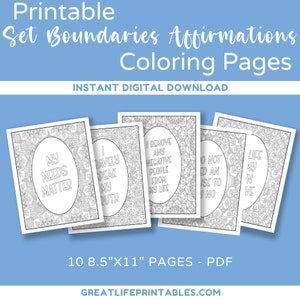 Set Boundaries Coloring Pages, Affirmation Coloring Pages, Printable ...
