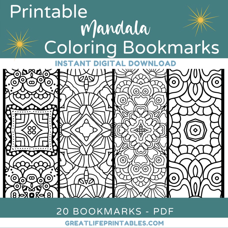 Coloring Bookmarks, Printable Bookmarks, Mandala Coloring, Bookmark Set ...