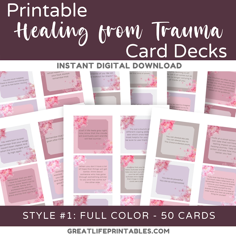Trauma Healing, Printable Card Deck, Trauma Recovery, Self Healing ...