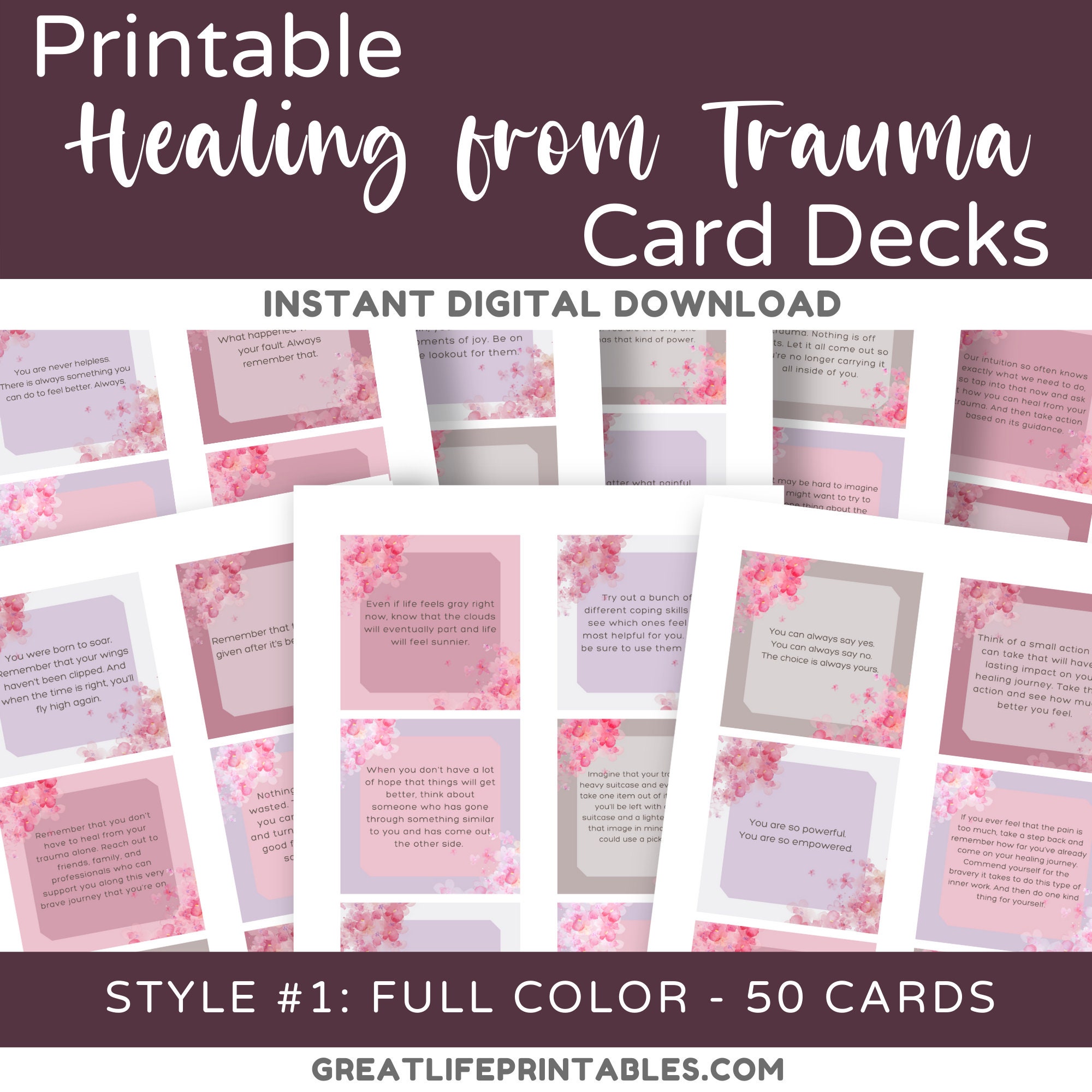 Trauma Healing, Printable Card Deck, Trauma Recovery, Self Healing ...