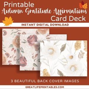 Printable Gratitude Card Deck, Gratitude Affirmations, Autumn ...