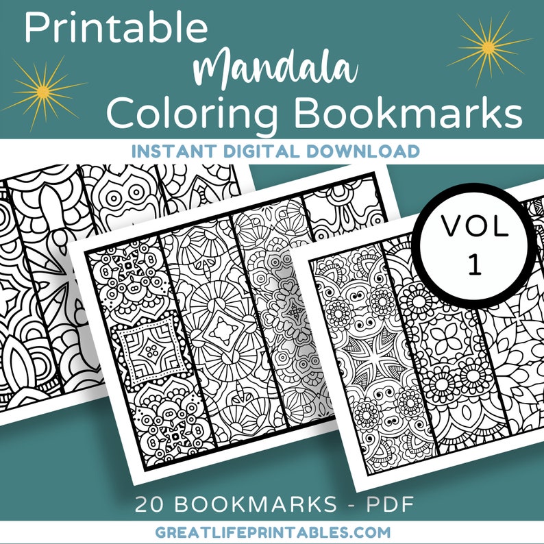 Coloring Bookmarks, Printable Bookmarks, Mandala Coloring, Bookmark Set ...
