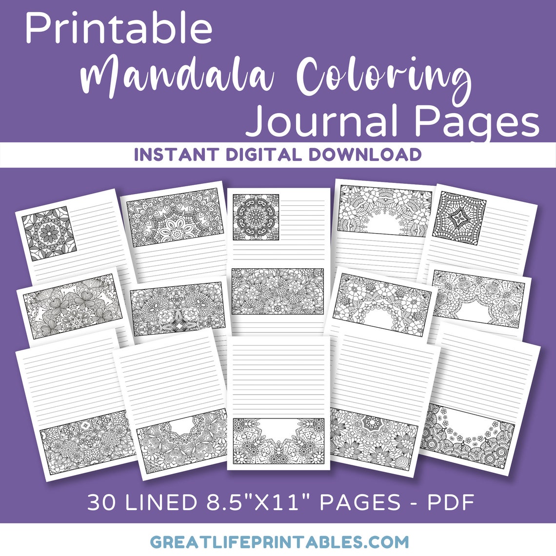 Mandala Coloring, Printable Journal, Adult Coloring, Coloring Sheets ...