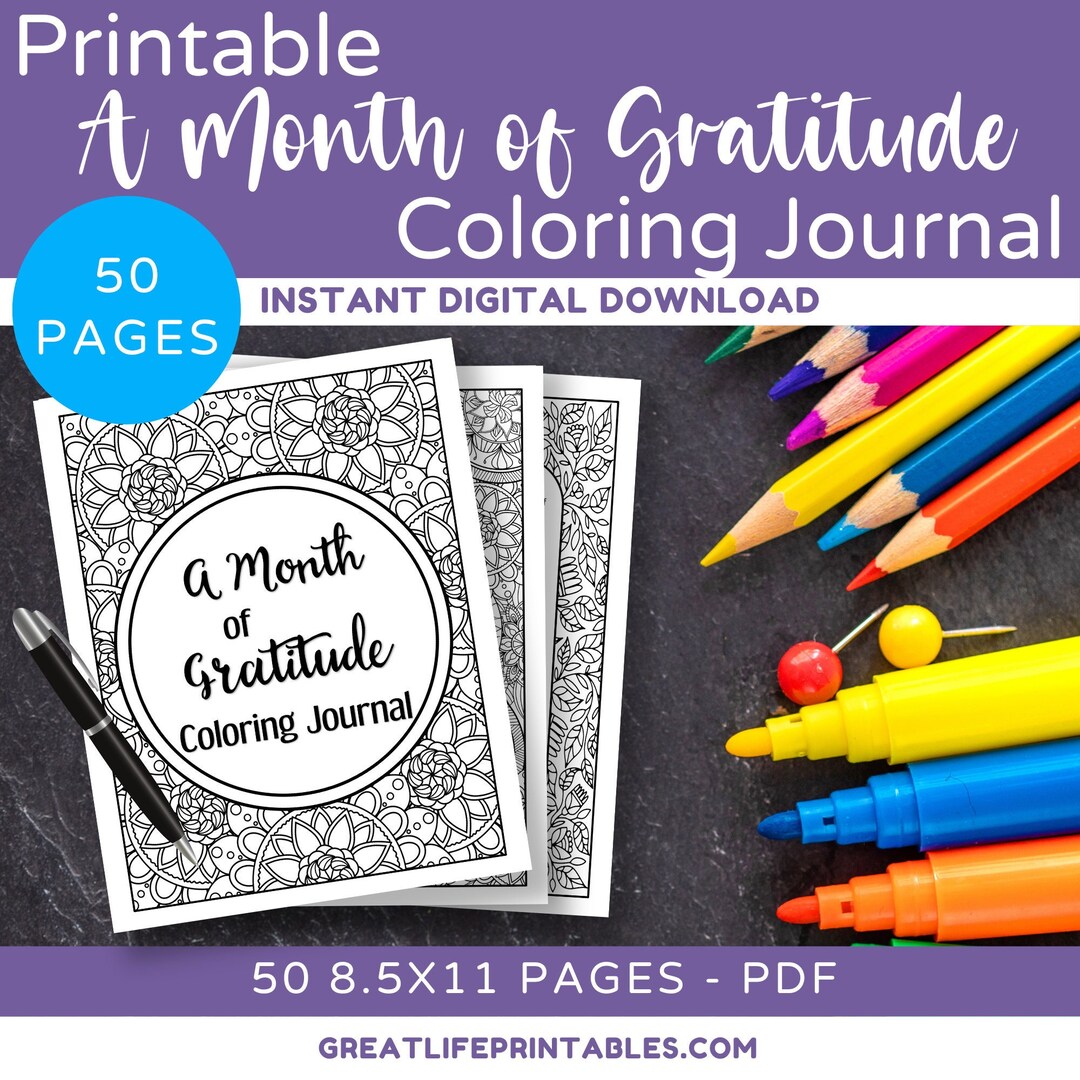 Gratitude Journal Printable Journal Coloring Journal Adult - Etsy