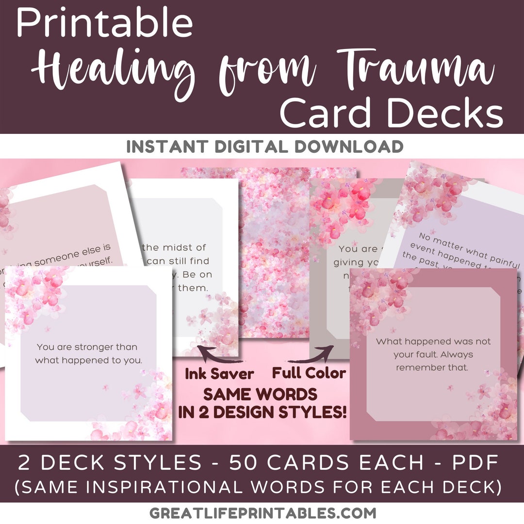 Trauma Healing, Printable Card Deck, Trauma Recovery, Self Healing ...