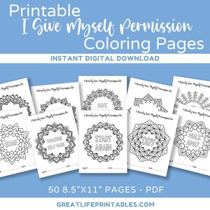 Printable Permission Slip Coloring Pages Bundle, Adult Coloring Pages ...