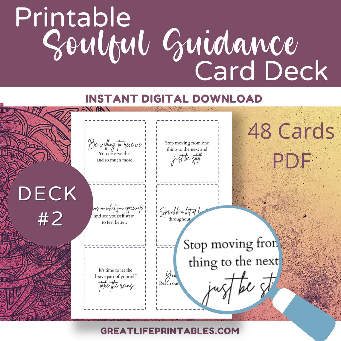 Spiritual Guidance, Printable Card Deck, Oracle Cards, Fortune Teller ...