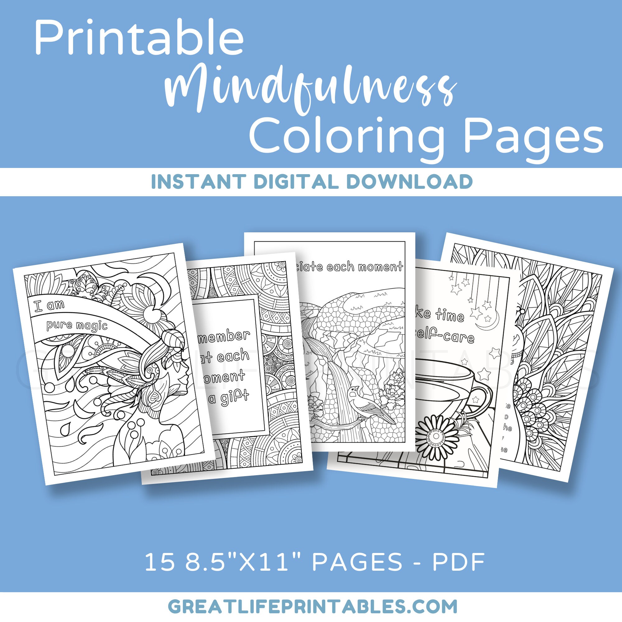 Printable Mindfulness Coloring Pages, Printable Coloring Pages, Adult ...