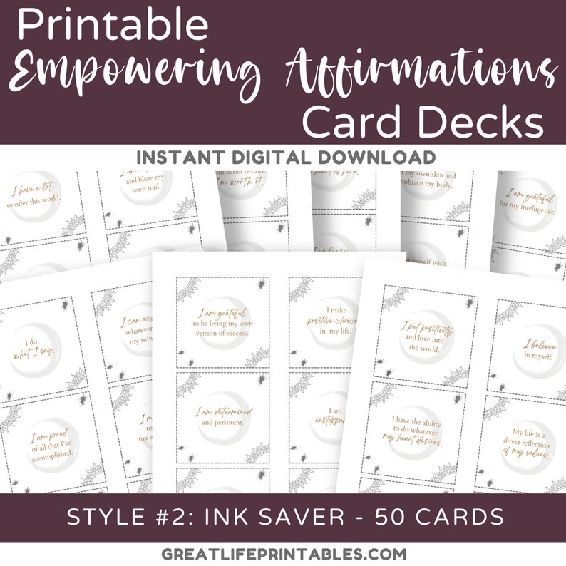 Empowering Affirmations, Printable Affirmations, Affirmation Deck ...