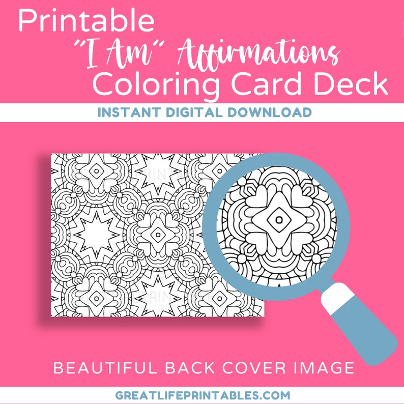 Printable Affirmations Card Decks, Mandala Affirmation Card Deck ...