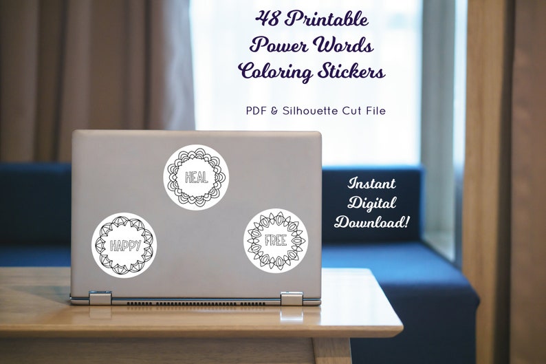 Power Words Printable Affirmation Coloring Stickers Coloring - Etsy