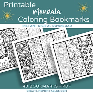 Printable Mandala Bookmarks, Mandala Digital Bookmarks, Bookmarks to ...