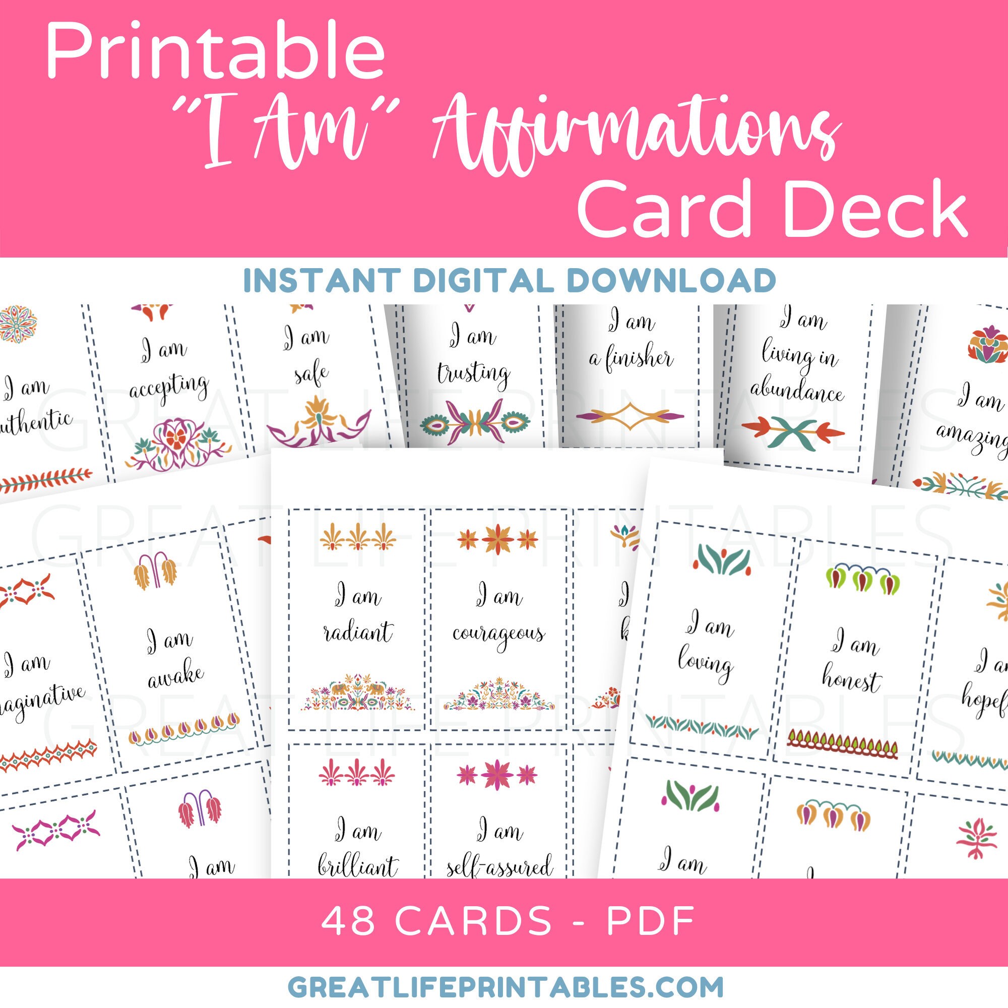 I Am Affirmations Printable Affirmations Affirmation Deck - Etsy