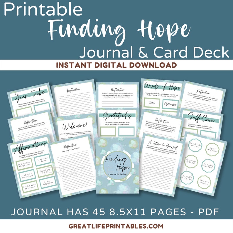 Finding Hope Bundle, Journal Prompts, Affirmation Cards, Self Care ...