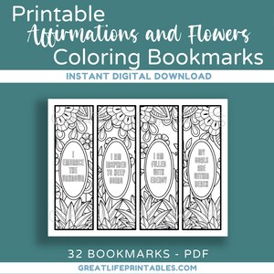 Coloring Bookmarks, Printable Bookmarks, Bookmark Set, Floral Bookmark ...
