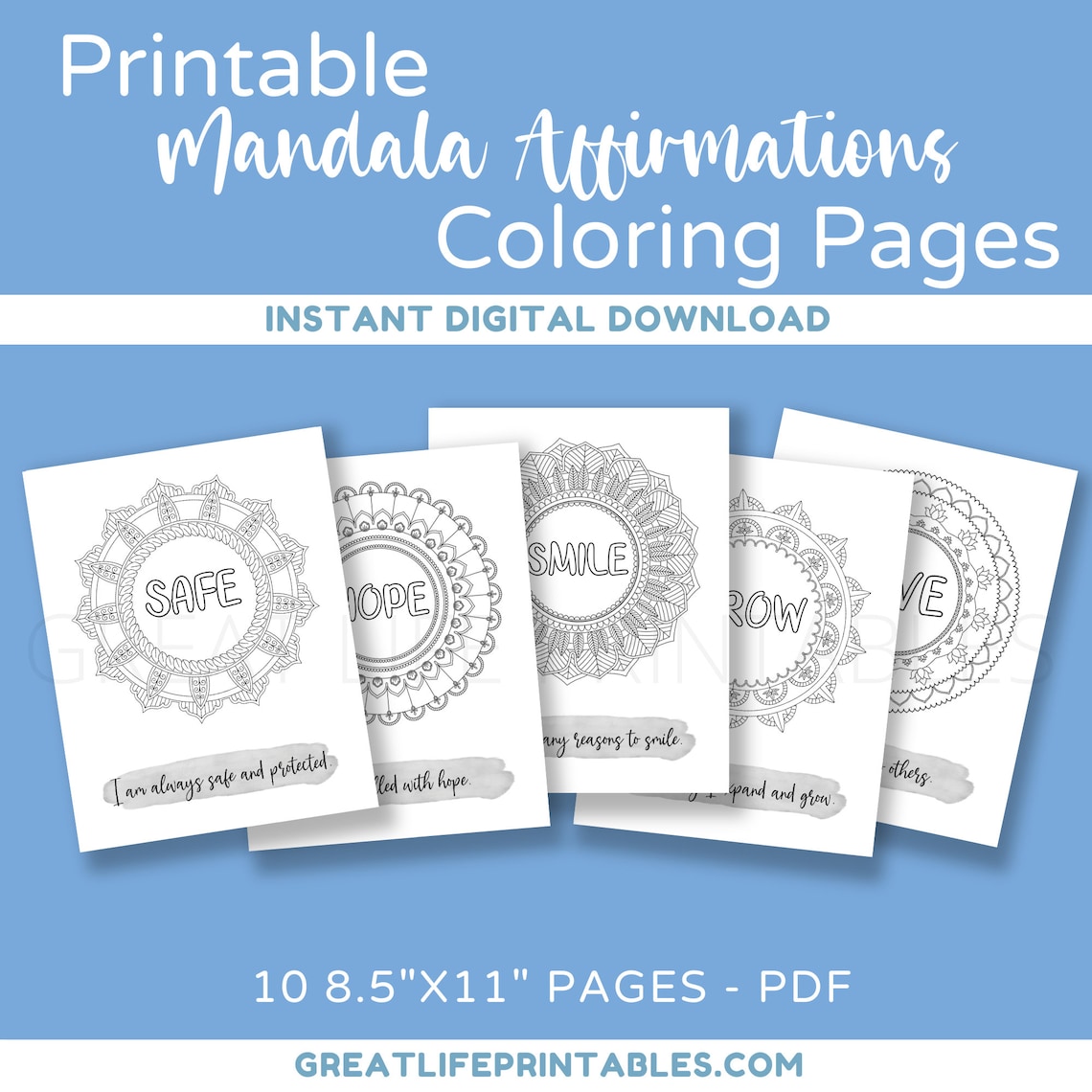 Printable Mandala Affirmations Coloring Pages Vol 3 Adult - Etsy