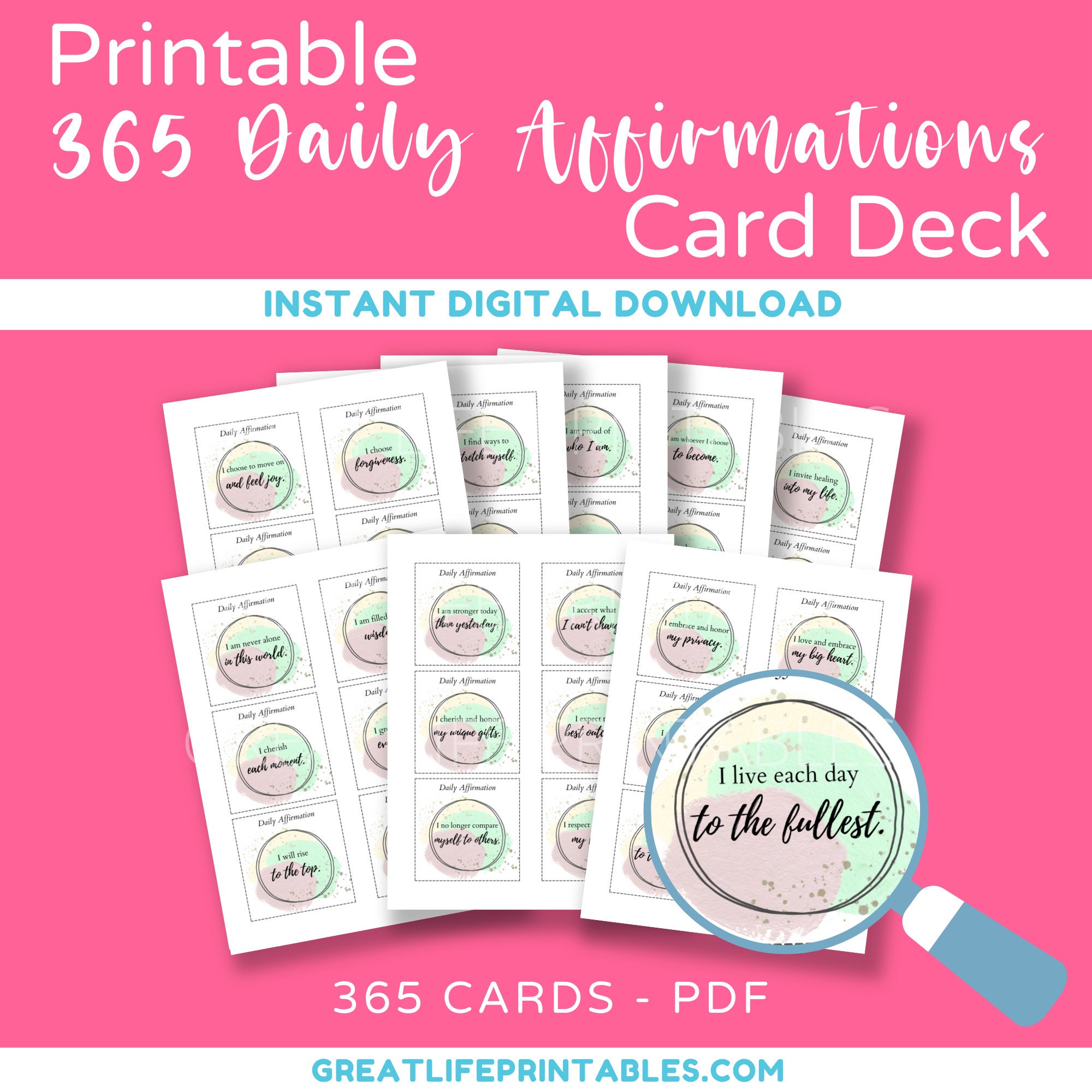 365 Daily Affirmations, Printable Affirmations, Affirmation Deck ...