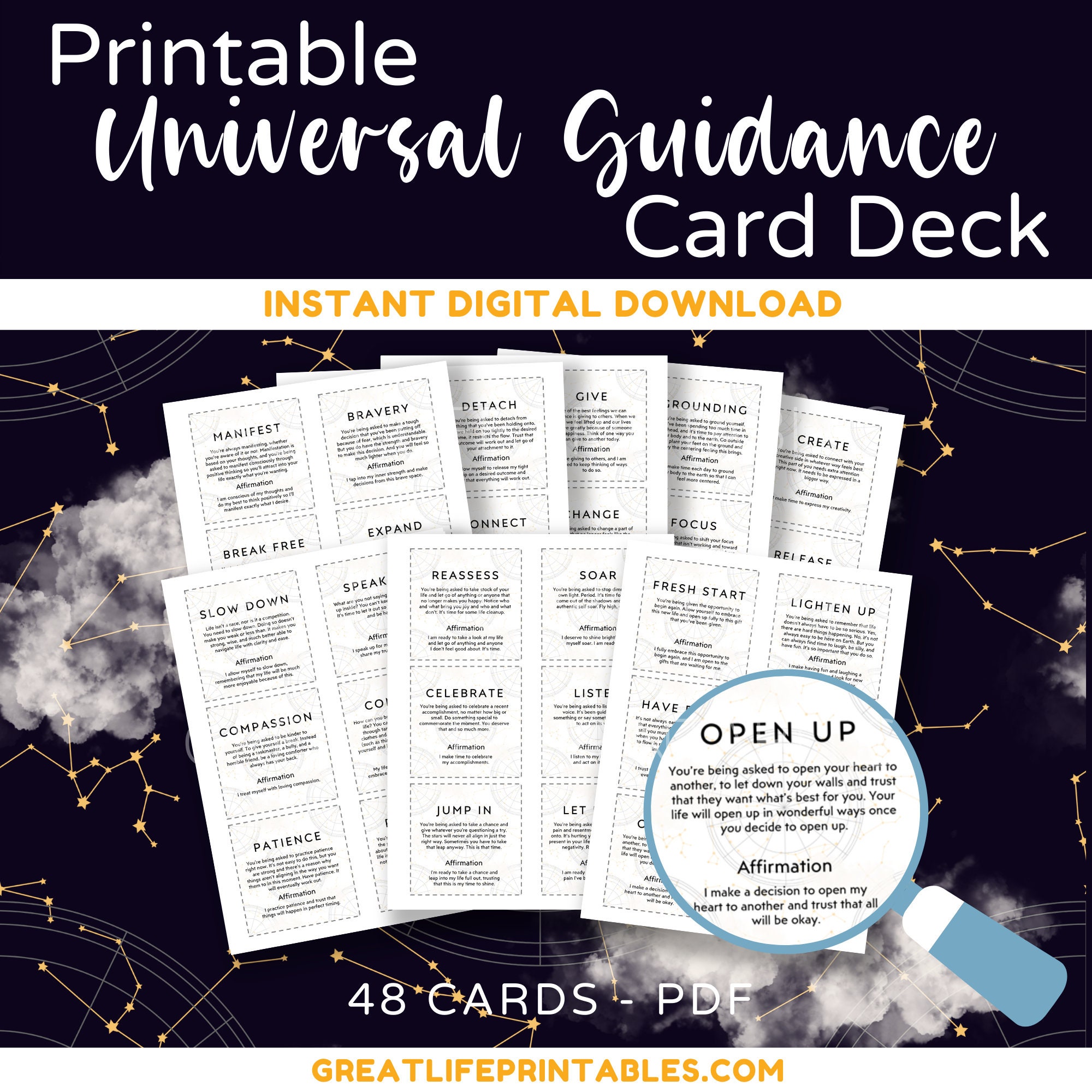 Universal Guidance Printable Oracle Card Deck, Printable Fortune Teller ...