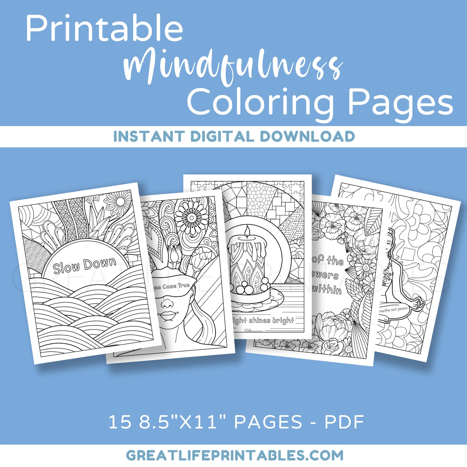 Printable Mindfulness Coloring Pages, Printable Coloring Pages, Adult ...