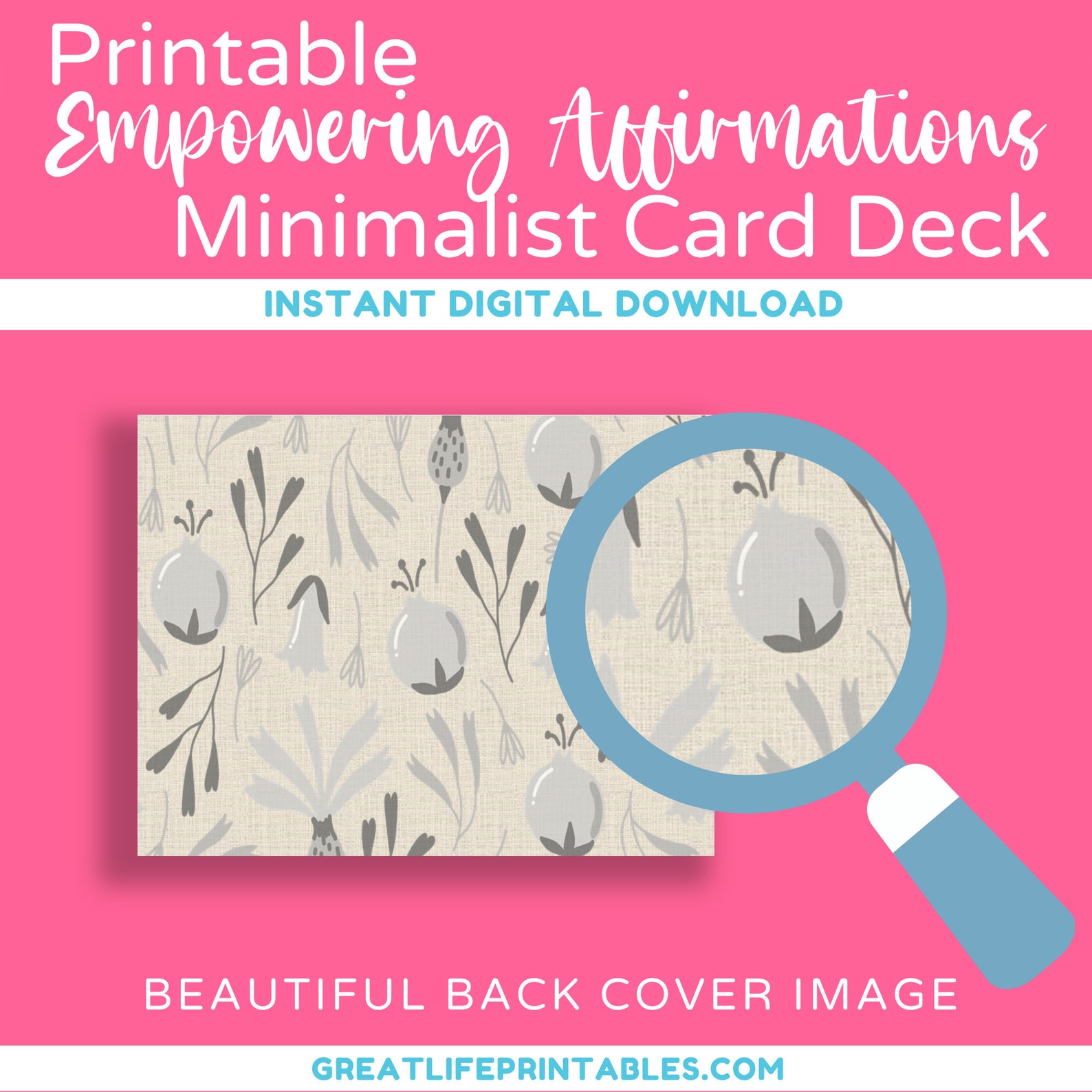 Printable Empowering Affirmation Cards, Minimalist Card Deck ...