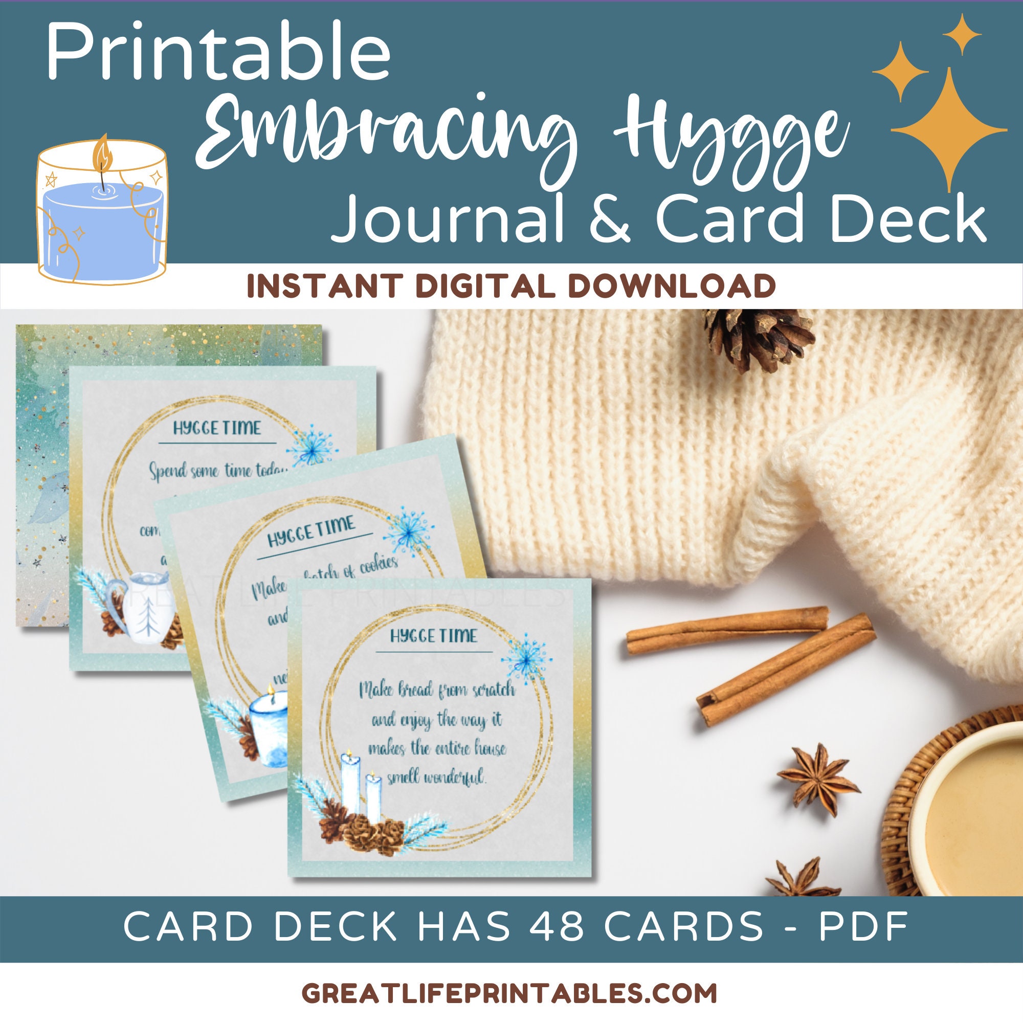 Hygge Gift Bundle, Printable Hygge Journal, Hygge Printable Card Deck ...