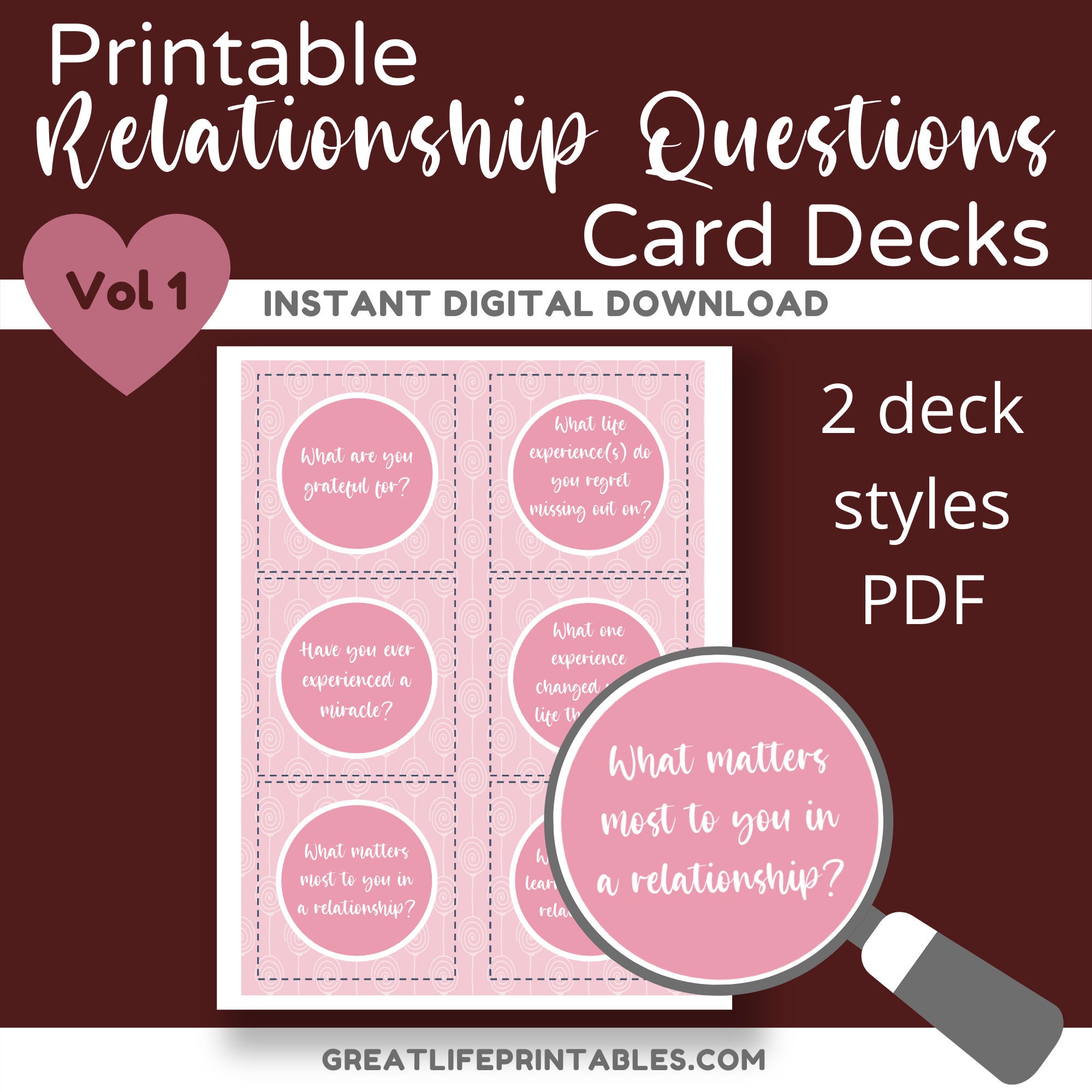 Couples Questions Printable Card Deck Couples Gift Printable - Etsy