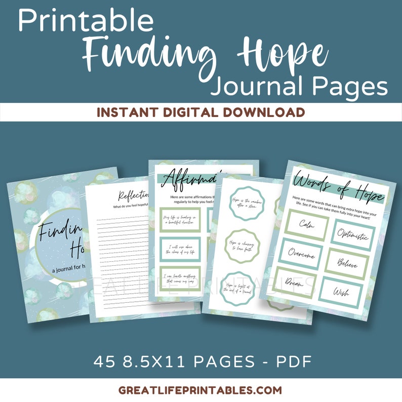 Finding Hope, Printable Journal, Journal Prompts, Self Care Journal ...