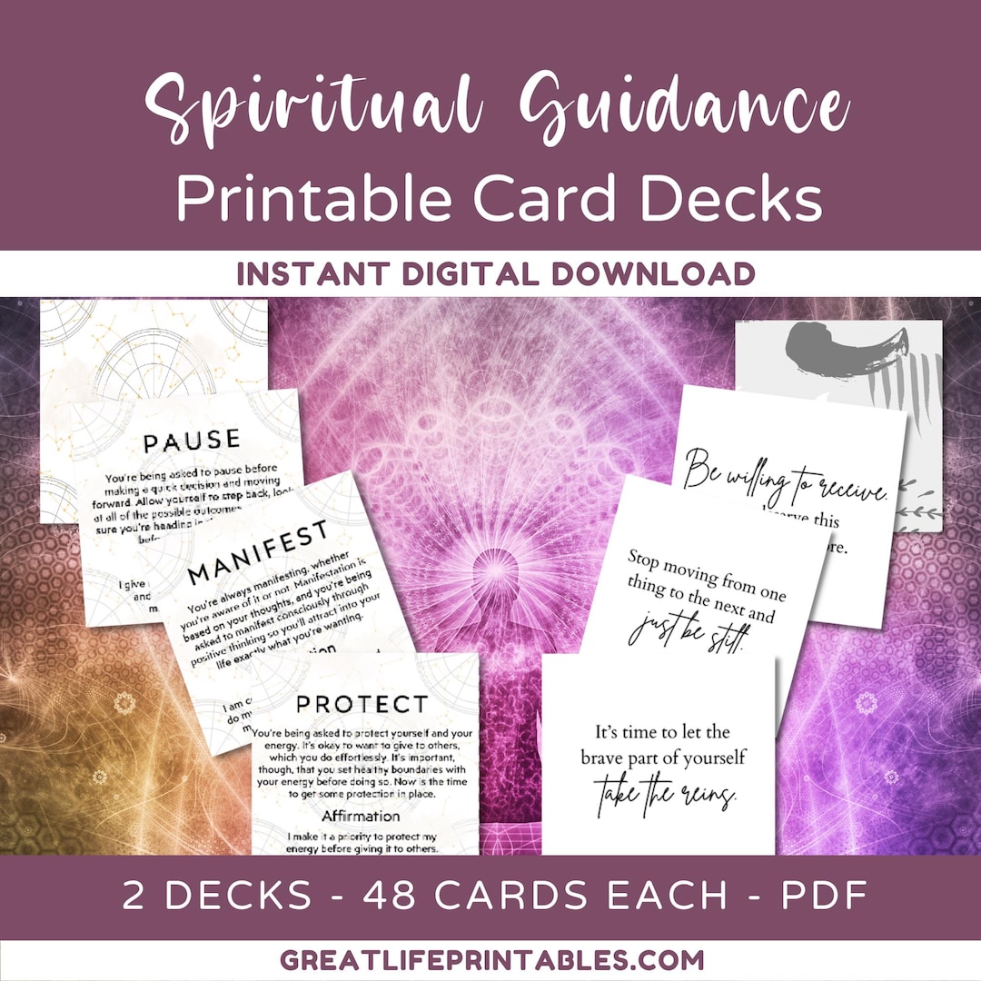 Spiritual Guidance, Printable Card Deck, Oracle Cards, Fortune Teller ...