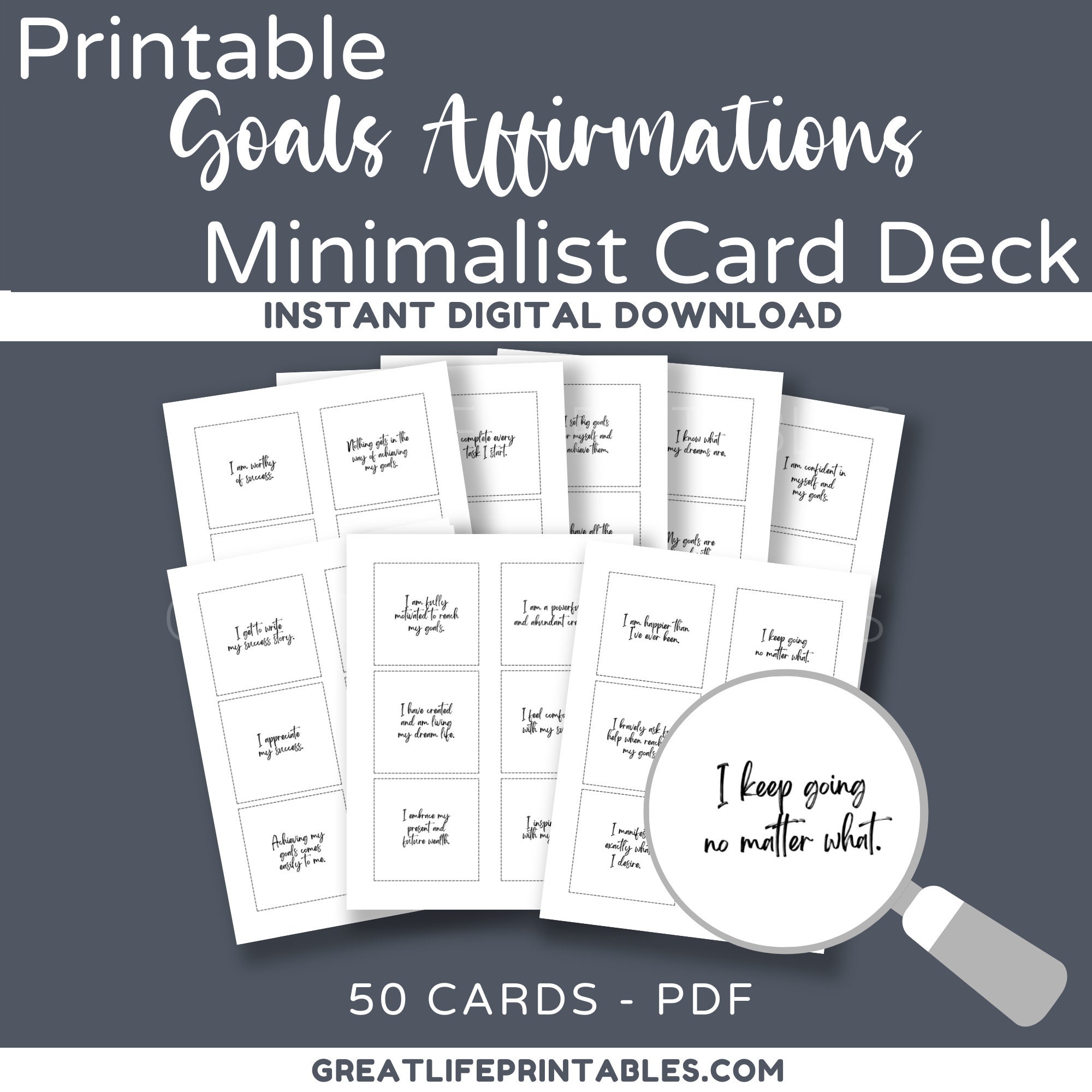 Goal Setting, Printable Affirmations, Affirmation Deck, Daily ...