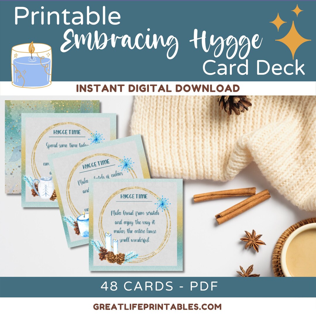 Hygge Printable Card Deck Hygge Gift Self Care Cards Winter - Etsy