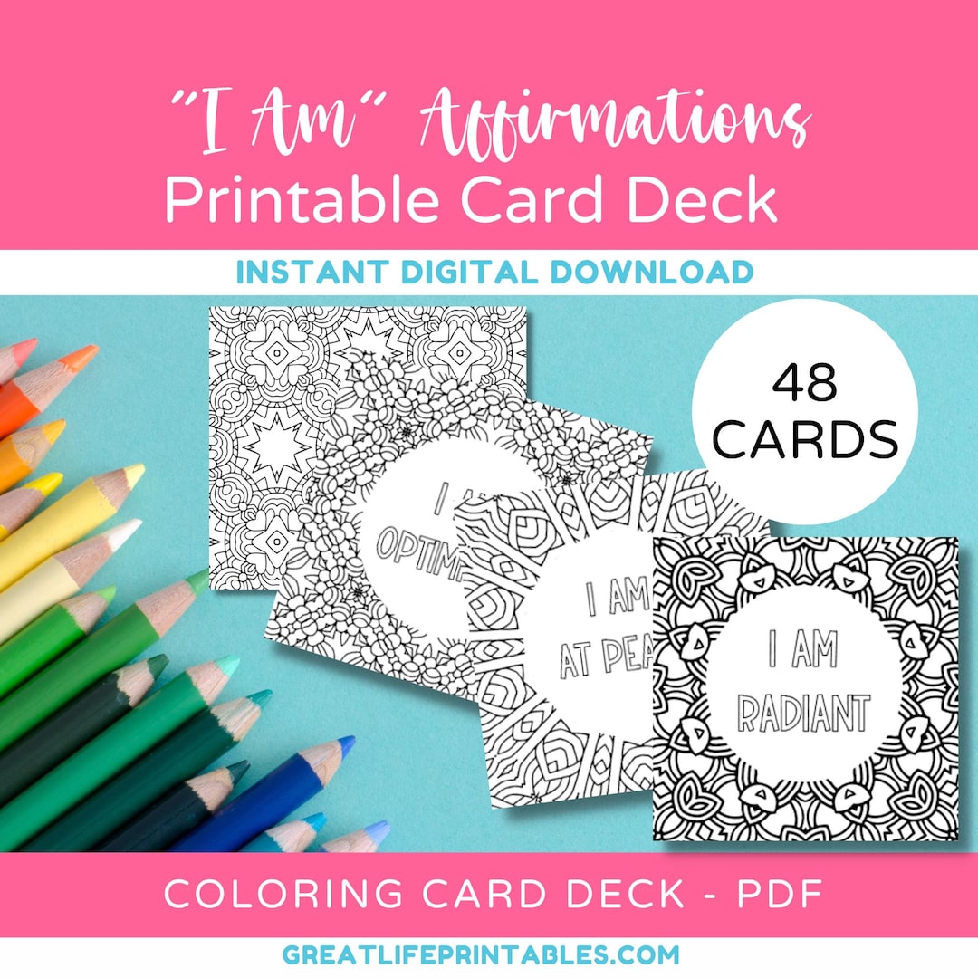 Printable I Am Affirmations Card Deck, Printable Affirmation Cards ...