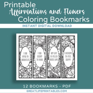 Coloring Bookmarks, Printable Bookmarks, Bookmark Set, Floral Bookmark ...