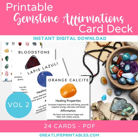Printable Gemstone Cards Printable Crystal Card Deck Crystal - Etsy