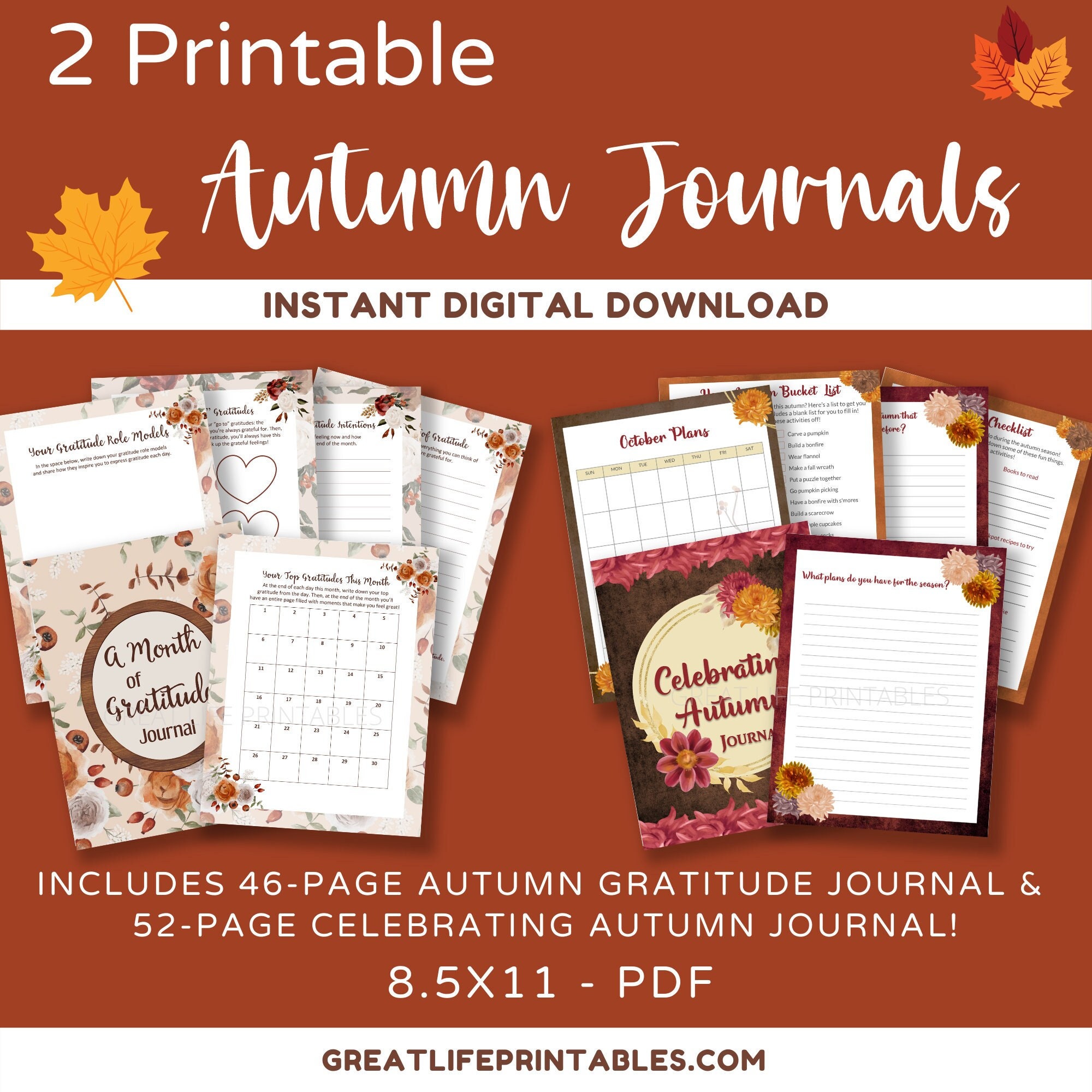 Fall Journal Printable, Autumn Journal, Writing Prompt Journal ...