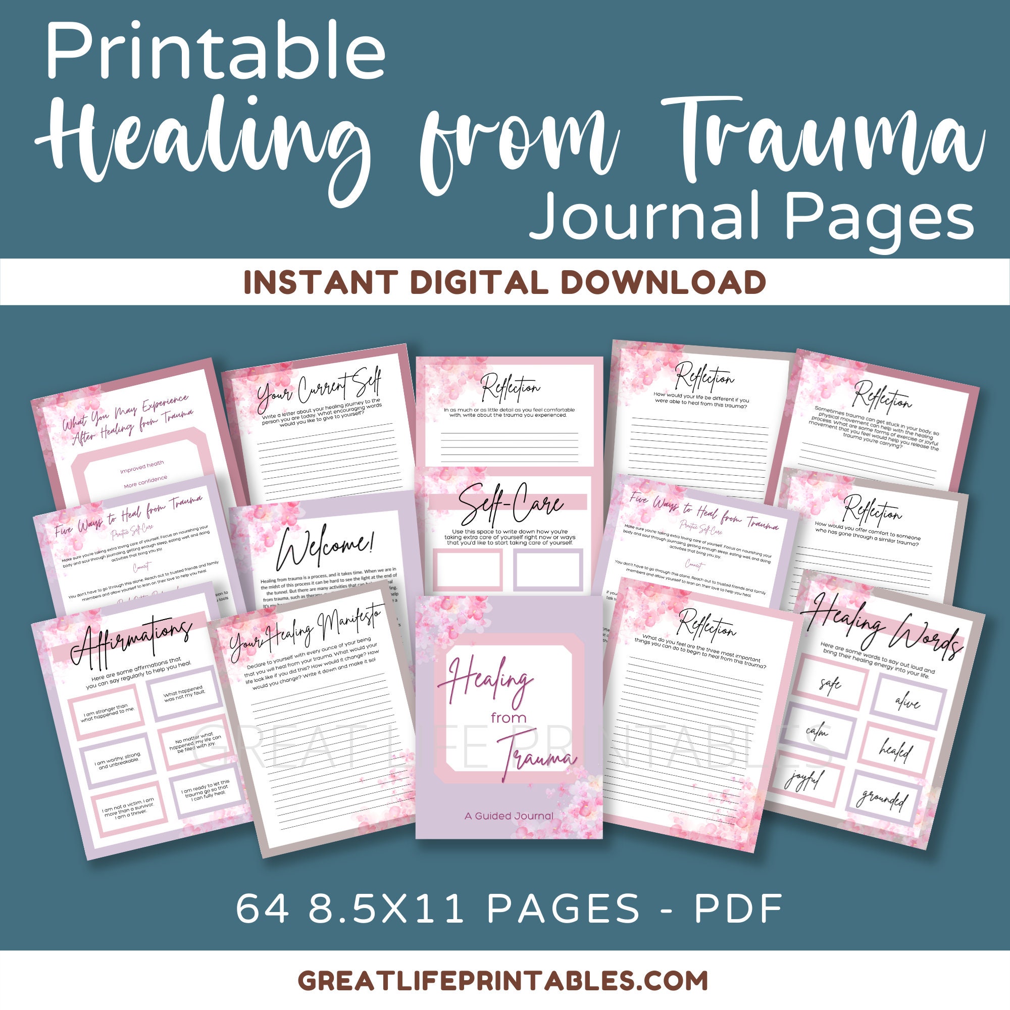 Healing Trauma, Printable Journal, Journal Prompts, Self Care Journal ...
