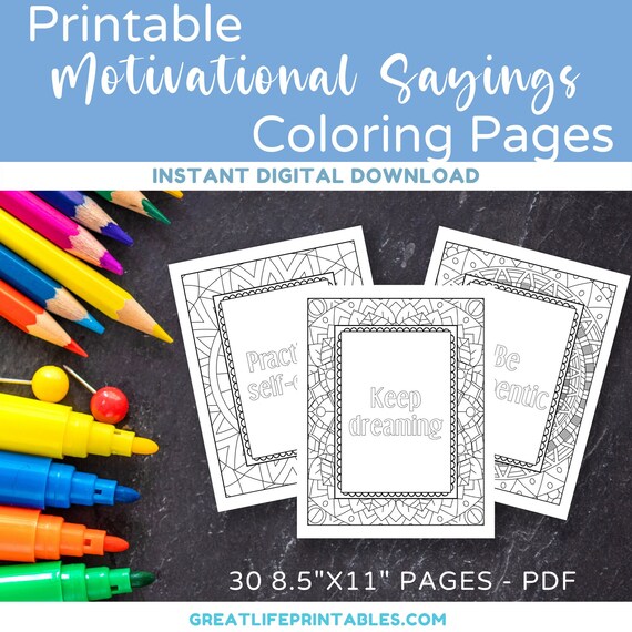 Motivational Coloring Pages Printable Affirmations Coloring - Etsy