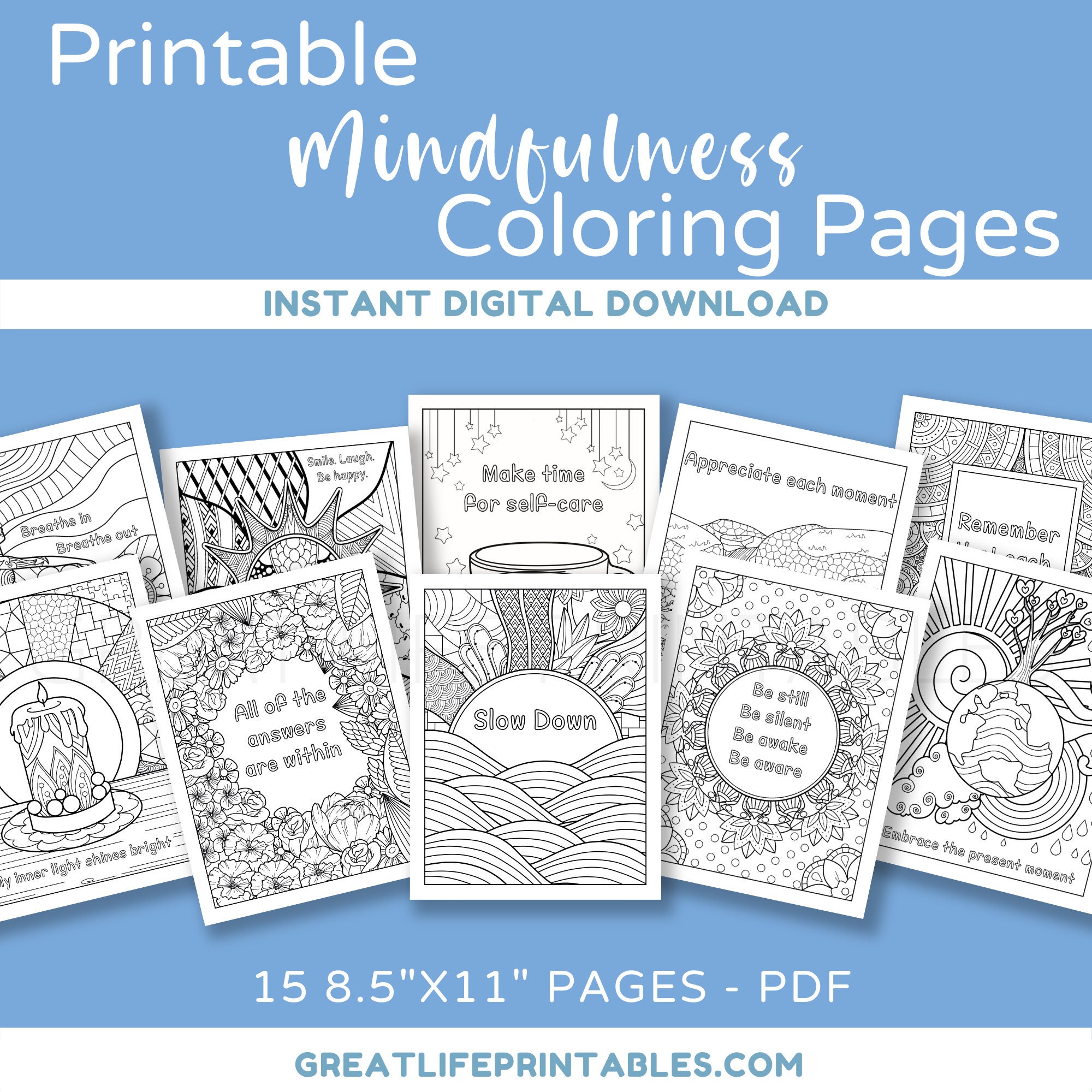 Printable Mindfulness Coloring Pages, Printable Coloring Pages, Adult ...