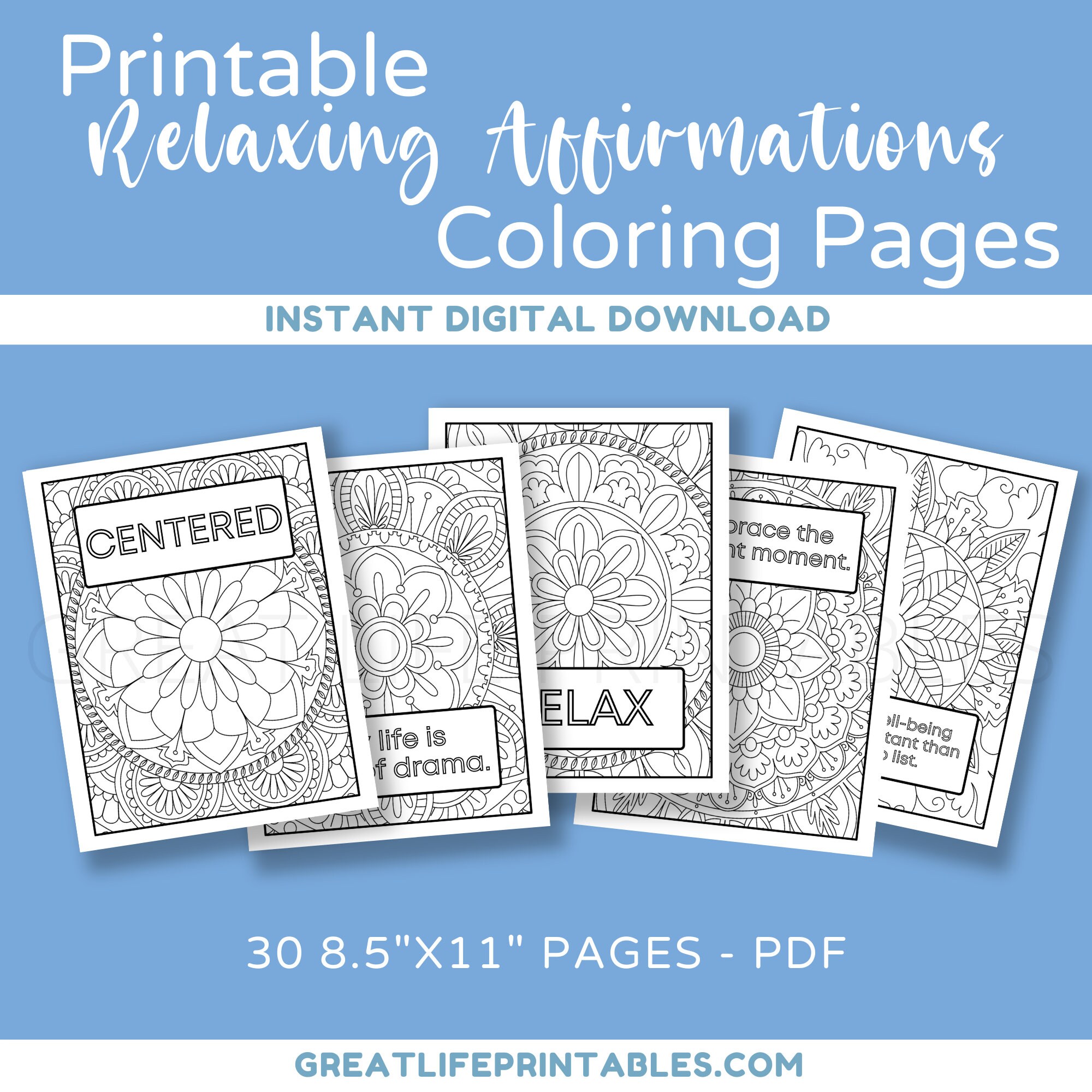 Printable Affirmation Coloring Pages Relaxing Coloring Pages - Etsy