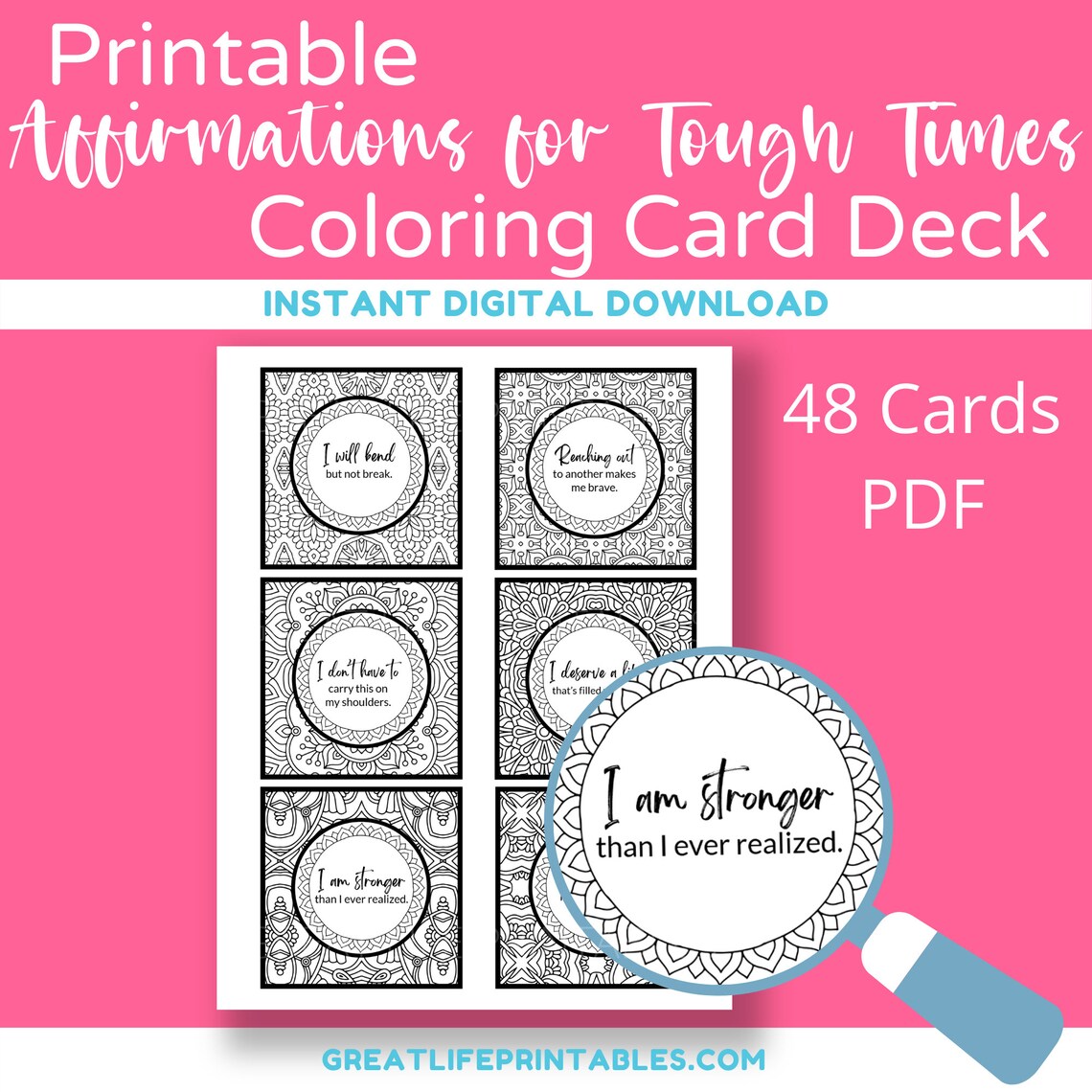 Tough Times Affirmations Printable Card Deck, Printable Affirmation ...