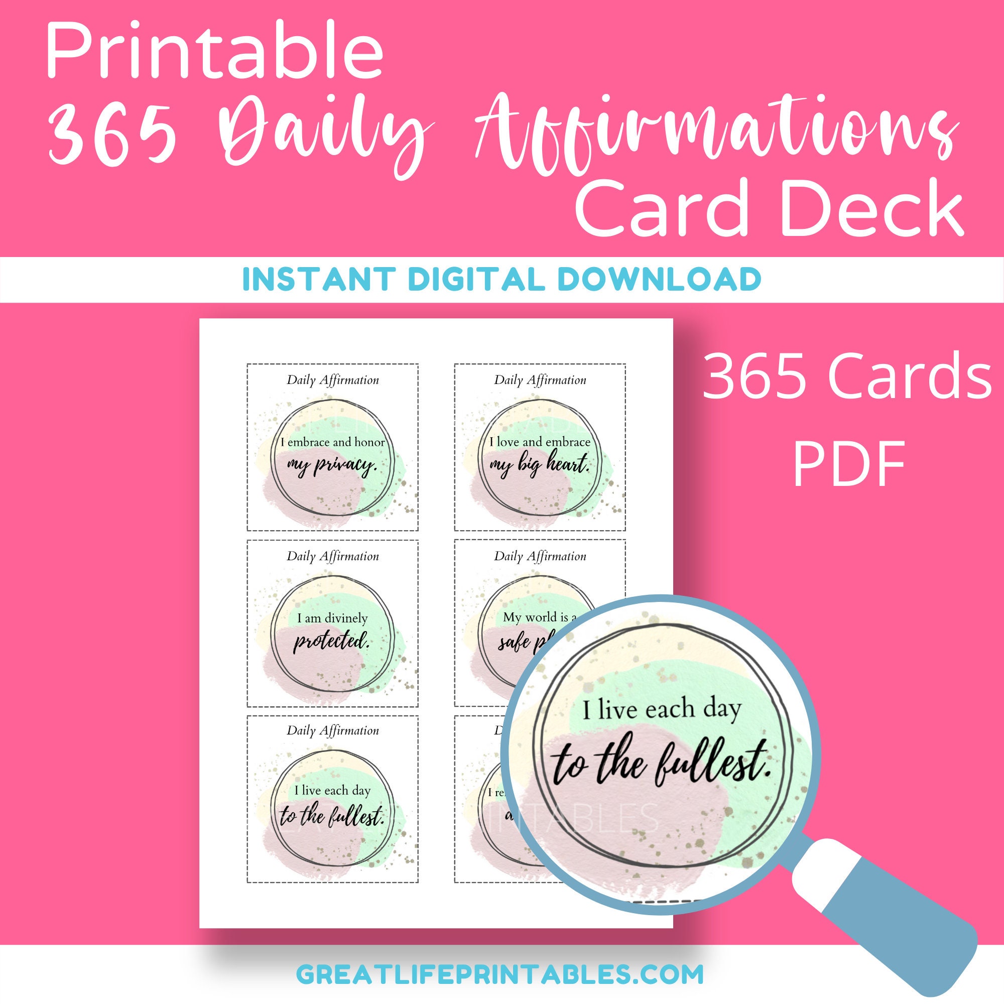 365 Daily Affirmations, Printable Affirmations, Affirmation Deck ...